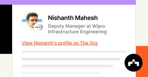 Nishanth Mahesh Deputy Manager At Wipro Infrastructure Engineering The Org