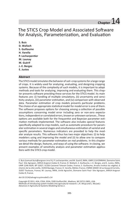 Pdf The Stics Crop Model And Associated Software For Analysis