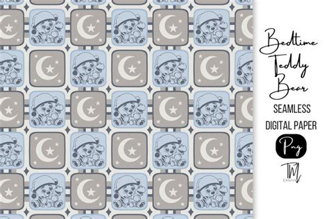 Bedtime Teddy Bear Seamless Digital Paper Png 4427312