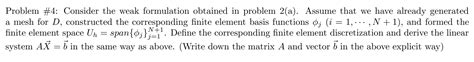 Solved Problem Consider The Weak Formulation Obtained In Chegg