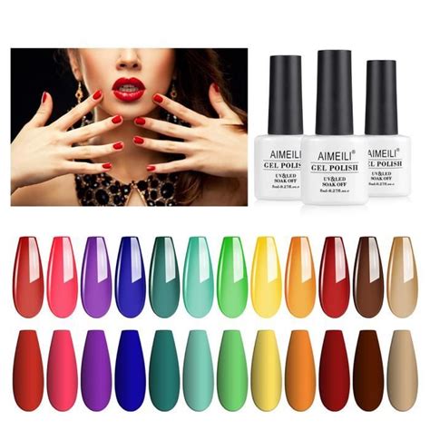 Aimeili Soak Off Uv Led Vernis Semi Permanent 12 Couleurs Vernis à