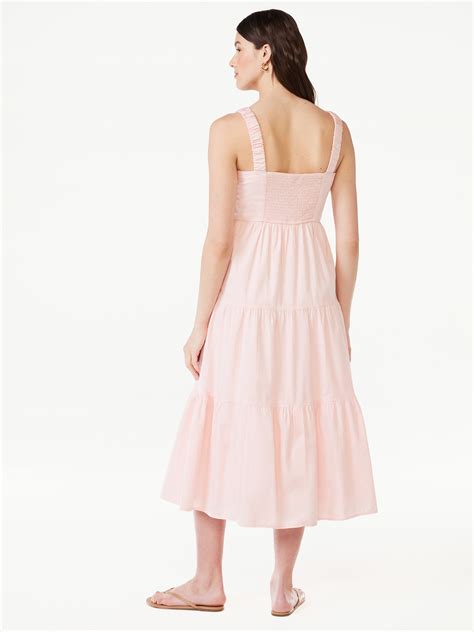 Free Assembly Womens Sleeveless Square Neck Maxi Dress With Elastic