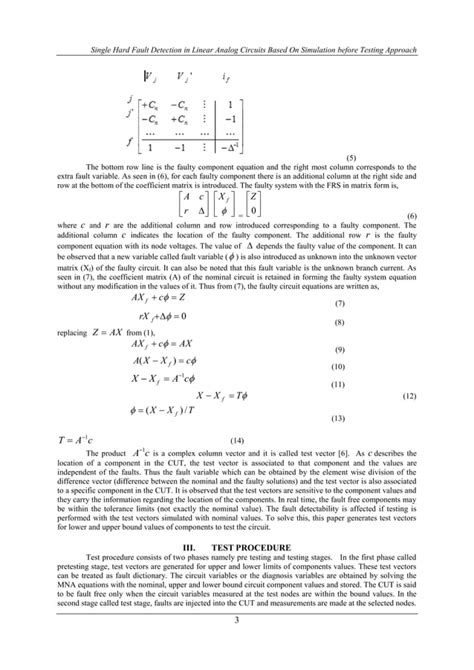 Single Hard Fault Detection In Linear Analog Circuits Based On