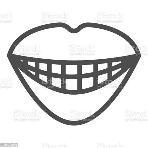 스마일 라인 아이콘 감정 개념 흰색 배경에 미소 입 기호 모바일 개념및 웹 디자인을위한 윤곽 스타일스밀린 치아 아이콘입술 벡터 그래픽 0명에 대한 스톡 벡터 아트 및 기타