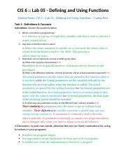 CIS Lab Defining And Using Functions Docx CIS Lab Defining And Using