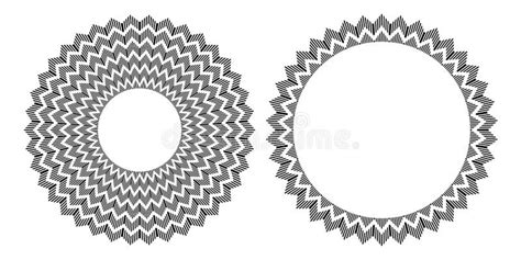 Set of Abstract Striped Zig Zag Circle Patterns Stock Vector - Illustration of serrate, card ...