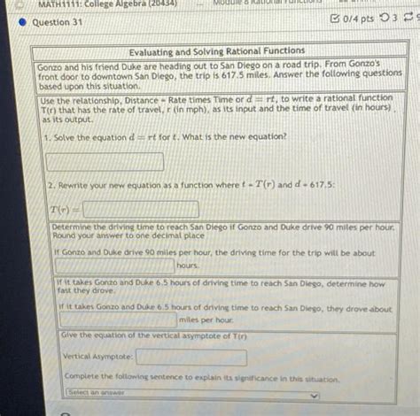 Solved Evaluating And Solving Rational Functions Nzo And His