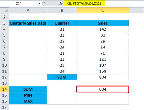 Microsoft Excel Subtotal Function With Formula Examples Tpoint Tech
