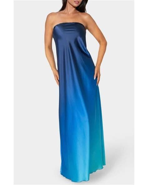 Bebe Satin Ombré Strapless Maxi Dress In Blue Lyst