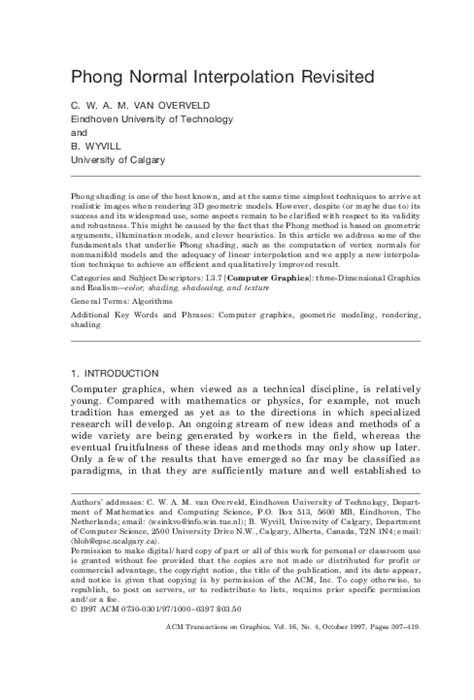 Pdf Phong Normal Interpolation Revisited