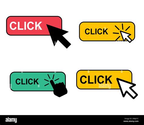 Set Of Click Here Web Button Internet Flat Pointer Design Press Link