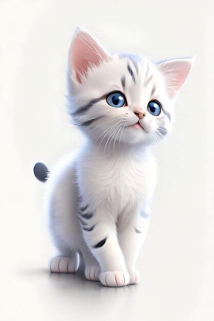 Premium Ai Image A Kitten In The Style Of Disney Animation White