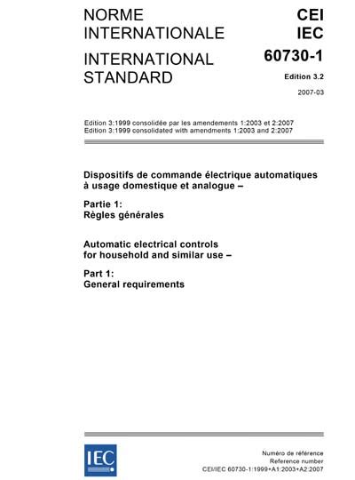 Iec 60730 1 Ed 32 B2007 Automatic Electrical Controls For