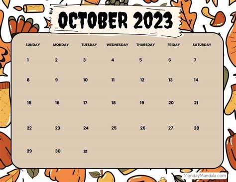 October 2023 Calendar