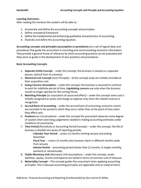 Lesson 2 Accounting Concepts And Principles Pdf Equity Finance Financial Accounting