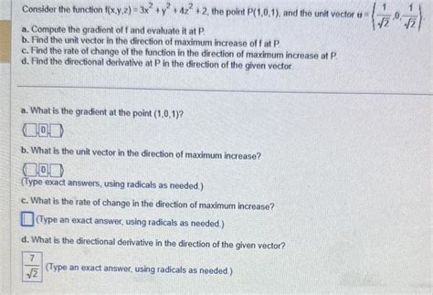 solved consider the function f x y z 3x2 y2 4z2 2 the