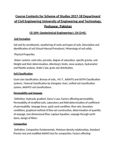 Course Contents For Geo Technical Pdf