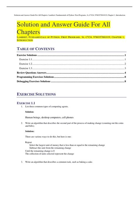 Solution Manual And Answer Guide For Fundamentals Of Python First Programs 3rd Edition By