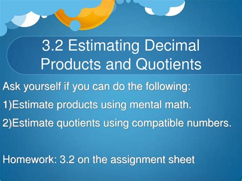 PPT Estimating Decimal Products And Quotients PowerPoint Presentation ID