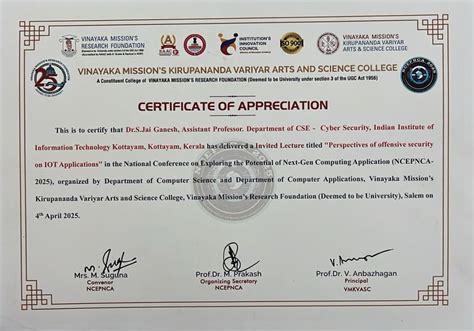 Cybersecurity Iotsecurity Offensivesecurity Ncepnca2025 Dr Jai