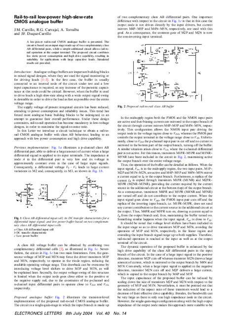 Pdf Rail To Rail Low Power High Slew Rate Cmos Analogue Buffer