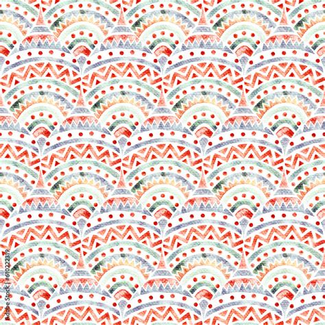 Seamless Watercolor Pattern Ethnic And Tribal Motifs Grunge Paper