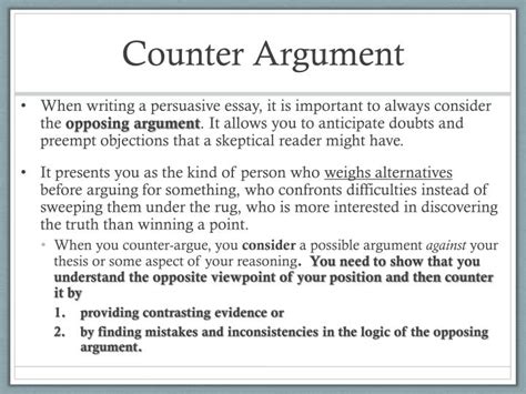 Counter Argument Paragraph Template