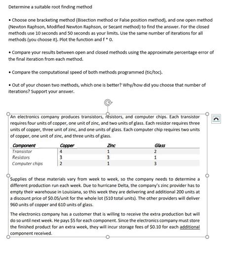 solved determine a suitable root finding method choose one
