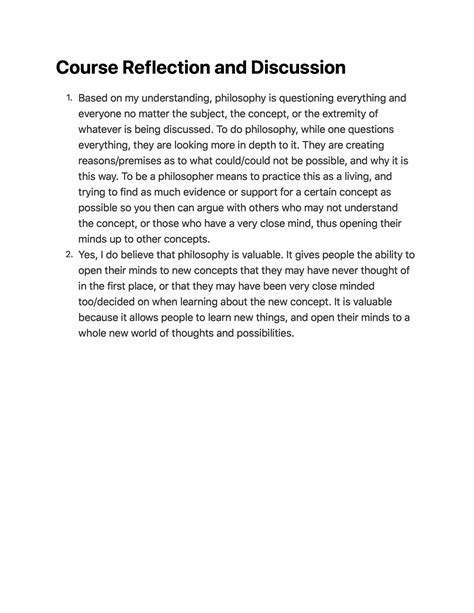 Course Reflection And Discussion C O U R S E Re F L E C T I O N A N D