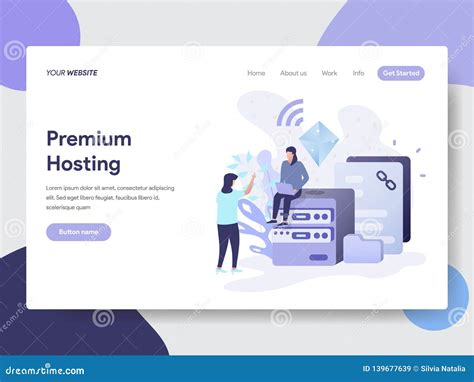 Landing Page Template Of Premium Hosting Illustration Concept Modern Flat Design Concept Of Web