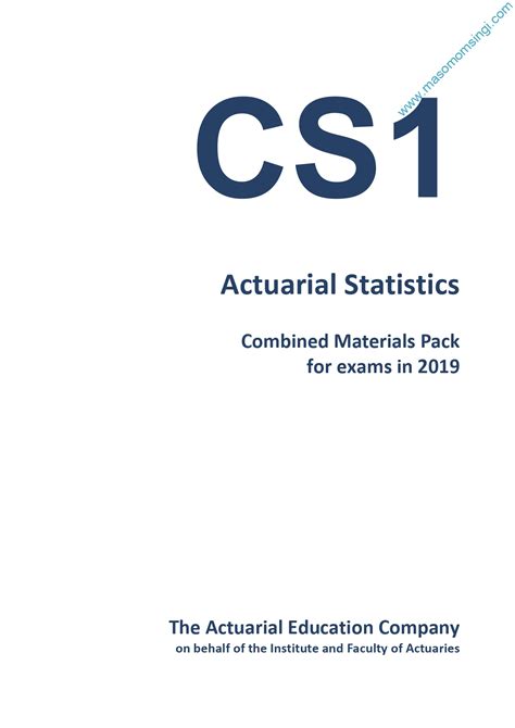 Actuarial Statistics Notes Moi Uni Masomo Msingi Publishers
