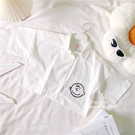 ชุดเซต2ชิ้น เอี๊ยมกางเกงขายาว เสื้อครอป แขนสั้น ปักลาย ผ้าลูกฟูก Shopee Thailand