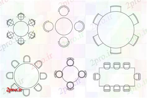 دانلود نقشه بلوک میز ناهار خوریگرد ضیافت میز و صندلی بلوک نشیمن کد48728