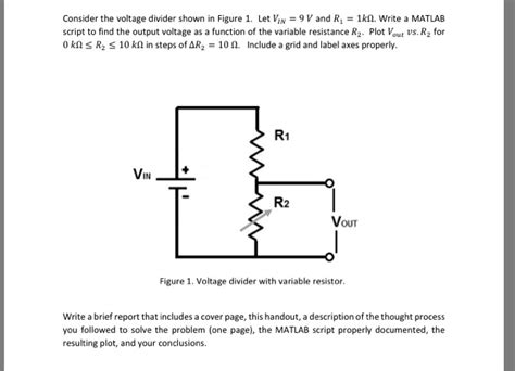 Solved Consider The Voltage Divider Shown In Figure 1 Let Vin 9 V