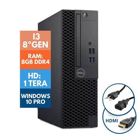 Computador Cpu Dell Optiplex Intel Core I3 8ª Geração 8gb Ddr4 Hd 1tb Windows 10