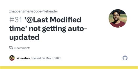 Last Modified Time Not Getting Auto Updated Issue 31 Zhaopengme Vscode Fileheader GitHub