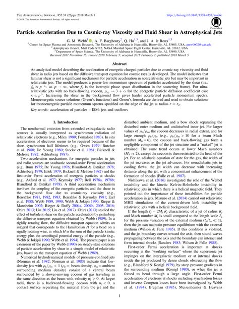 Pdf Particle Acceleration Due To Cosmic Ray Viscosity And Fluid Shear In Astrophysical Jets