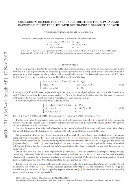 Pdf Comparison Results For Unbounded Solutions For A Parabolic Cauchy Dirichlet Problem With