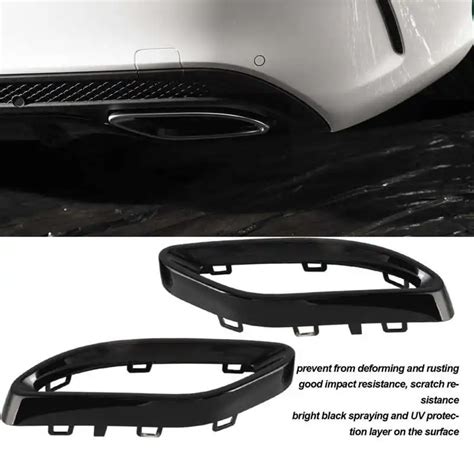 1 Pair Gloss Black Rear Exhaust Muffler Tip Cover Trim For Mercedes