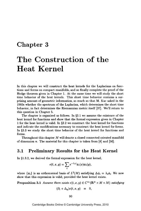 The Construction Of The Heat Kernel Chapter 3 The Laplacian On A Riemannian Manifold
