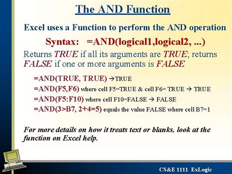 Microsoft Excel Logical Functions Objectives Using Boolean Logic