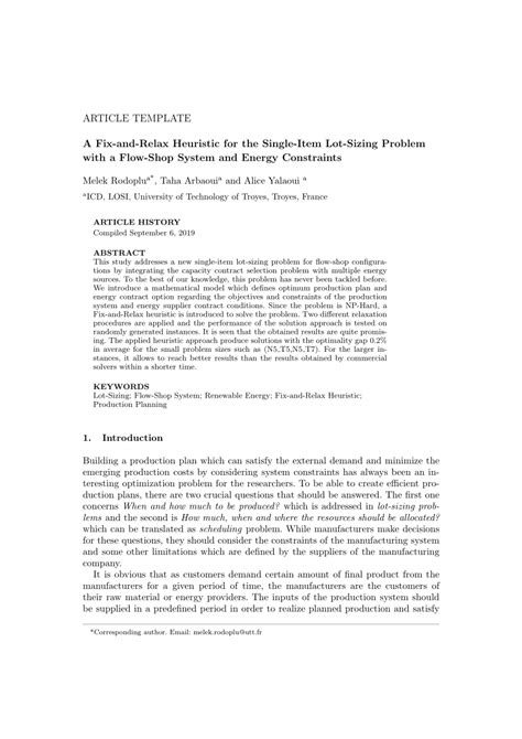 pdf a fix and relax heuristic for the single item lot sizing problem