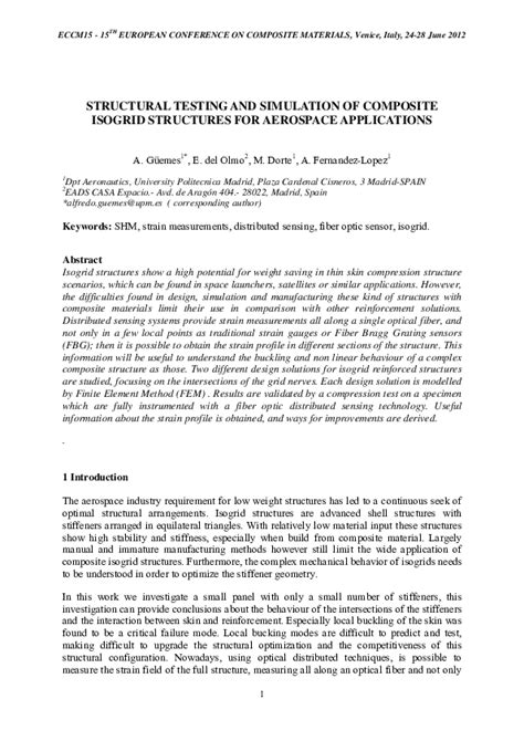 Pdf Structural Testing And Simulation Of Composite Isogrid Structures