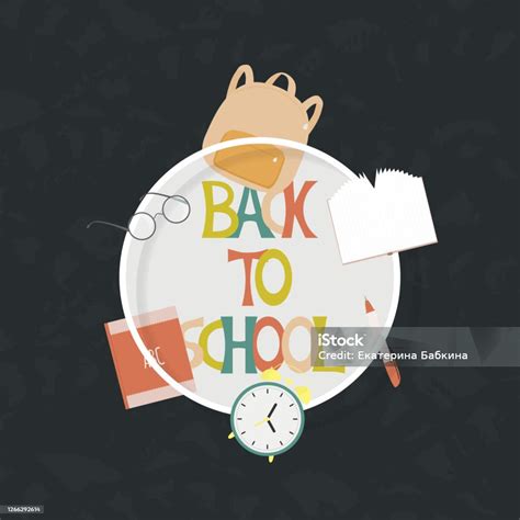 학교 배낭 책 연필 안경 알람 시계 및 텍스트 장소와 벡터 그림 0명에 대한 스톡 벡터 아트 및 기타 이미지 0명 9월 가방 Istock