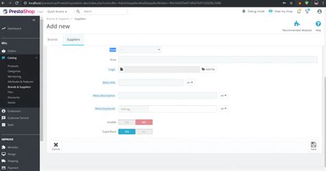 create a toggle button in adminsuppliers controller addons modules