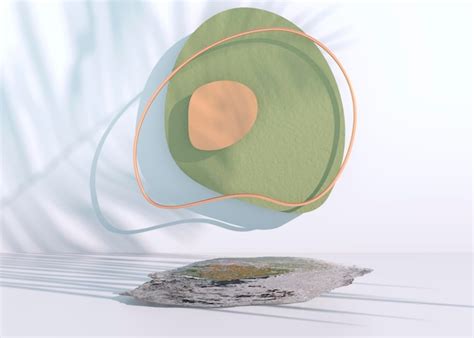 제품 전시를 위한 파스텔 배경의 석조 연단 모형 디자인을 위한 공백 3d 렌더링입니다 프리미엄 Psd 파일