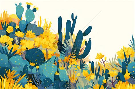 仙人掌花园风景插画图片下载 正版图片601573585 摄图网