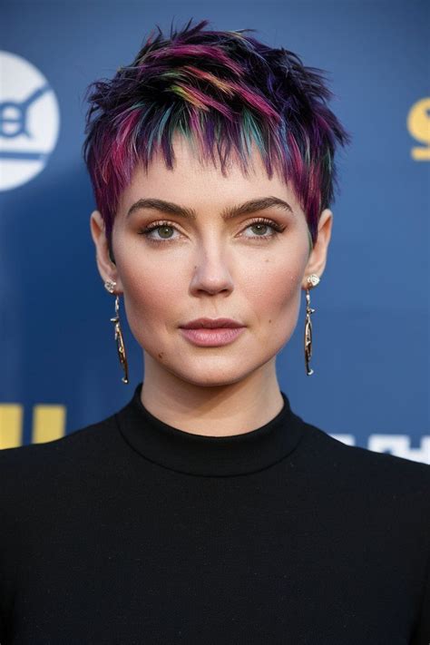 Bold Pixie Cut With Sharp Angles And Vibrant Highlights In 2025 Short
