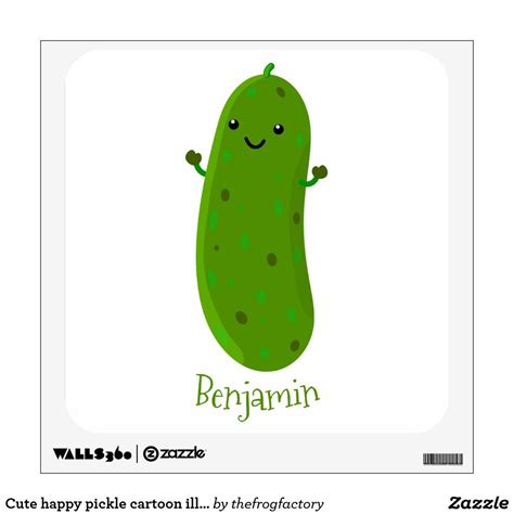 Cute Happy Pickle Cartoon Illustration Wall Decal Zazzle Cartoon