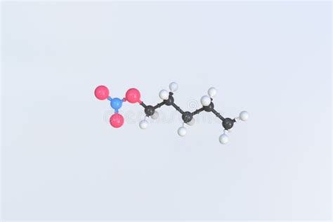 Amyl Nitrate Molecule Isolated Molecular Model 3d Rendering Stock